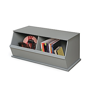 Stackable Wooden 2 Bin Open Storage Toy Organizing Cubby