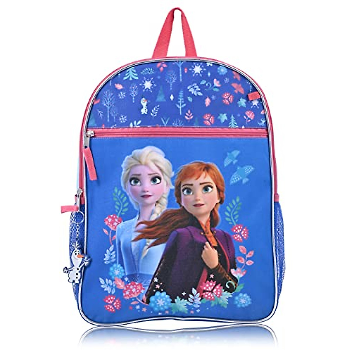 Disney Frozen Girls Backpack for Little Kids | 6 Piece Set Girls Water Bottle Keychains Snack Tote and Knapsack for School