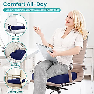 CushZone Childrens Desk Chairs Gel Seat Cushion for All-Day Sitting - Coccyx, Tailbone, Back Pain Relief Cushion - Ergonomic Seat Cushion for Office Chairs, Car Seat, Gaming Chair - Blue,X-Large