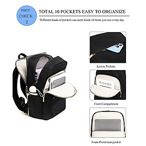 Shaelyka Lightweight Laptop Backpack for Women, Fit for 14 inches Laptop, Water-resistant Travel Backpack, Black