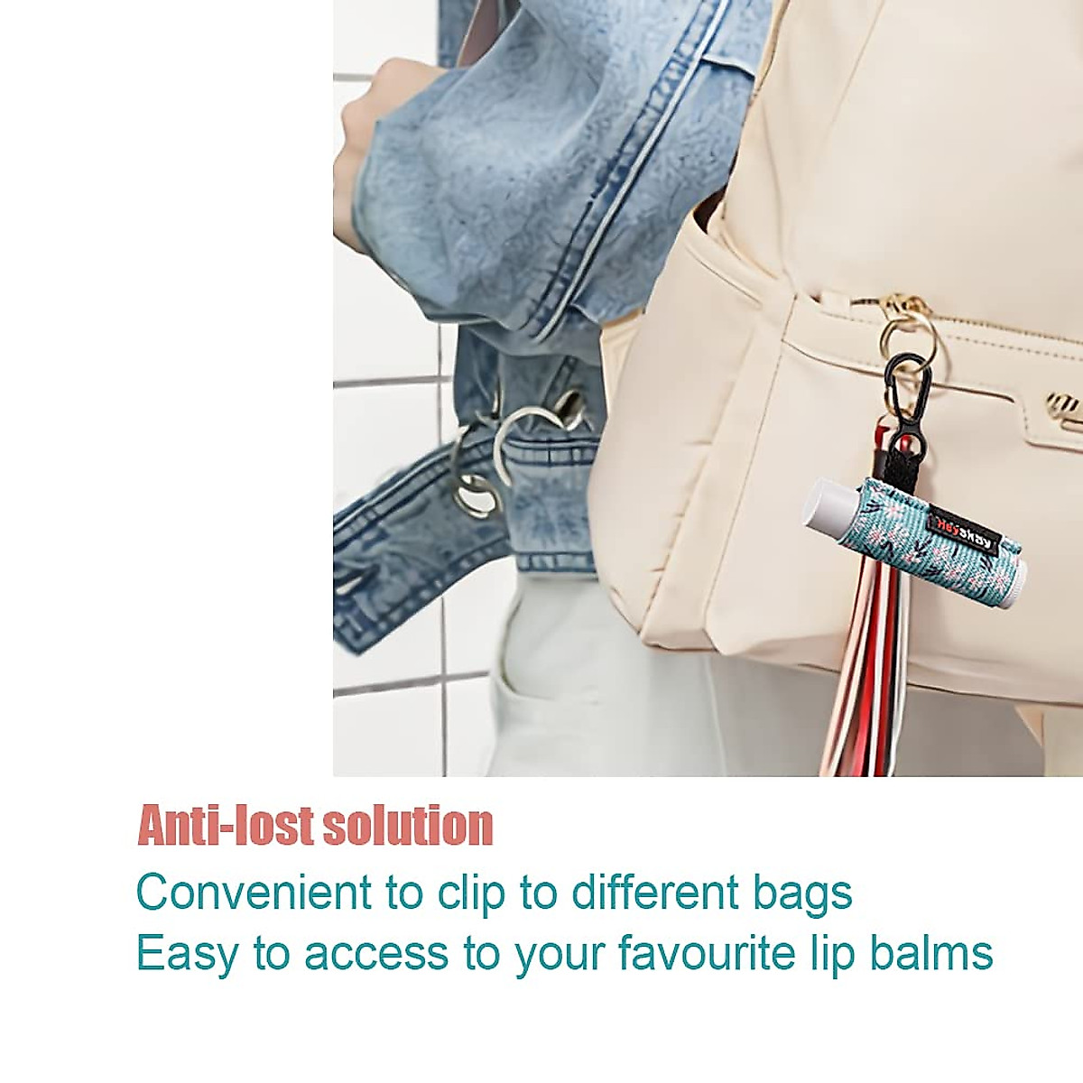 HEYSKAY Lip Balm Holder Sleeves Keychain Chapstick Elastic Sleeves (Floral patterns)