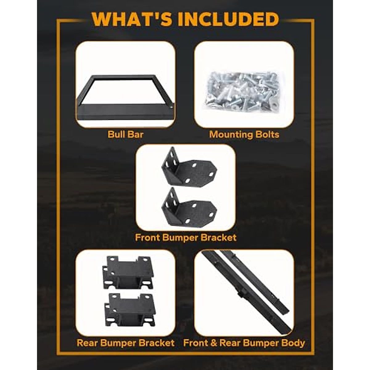 Autoholic Front Bumper & Rear Bumper Kit Fit for 1984-2001 Jeep Cherokee XJ with Hitch Receiver D-rings