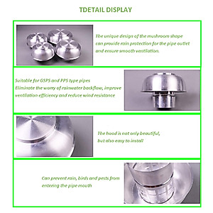 BOHHO Chimney Cap Aluminum Exterior Wall Exhaust Vent Hood Mushroom Head Wind Mask Roof Line Cover, 8in