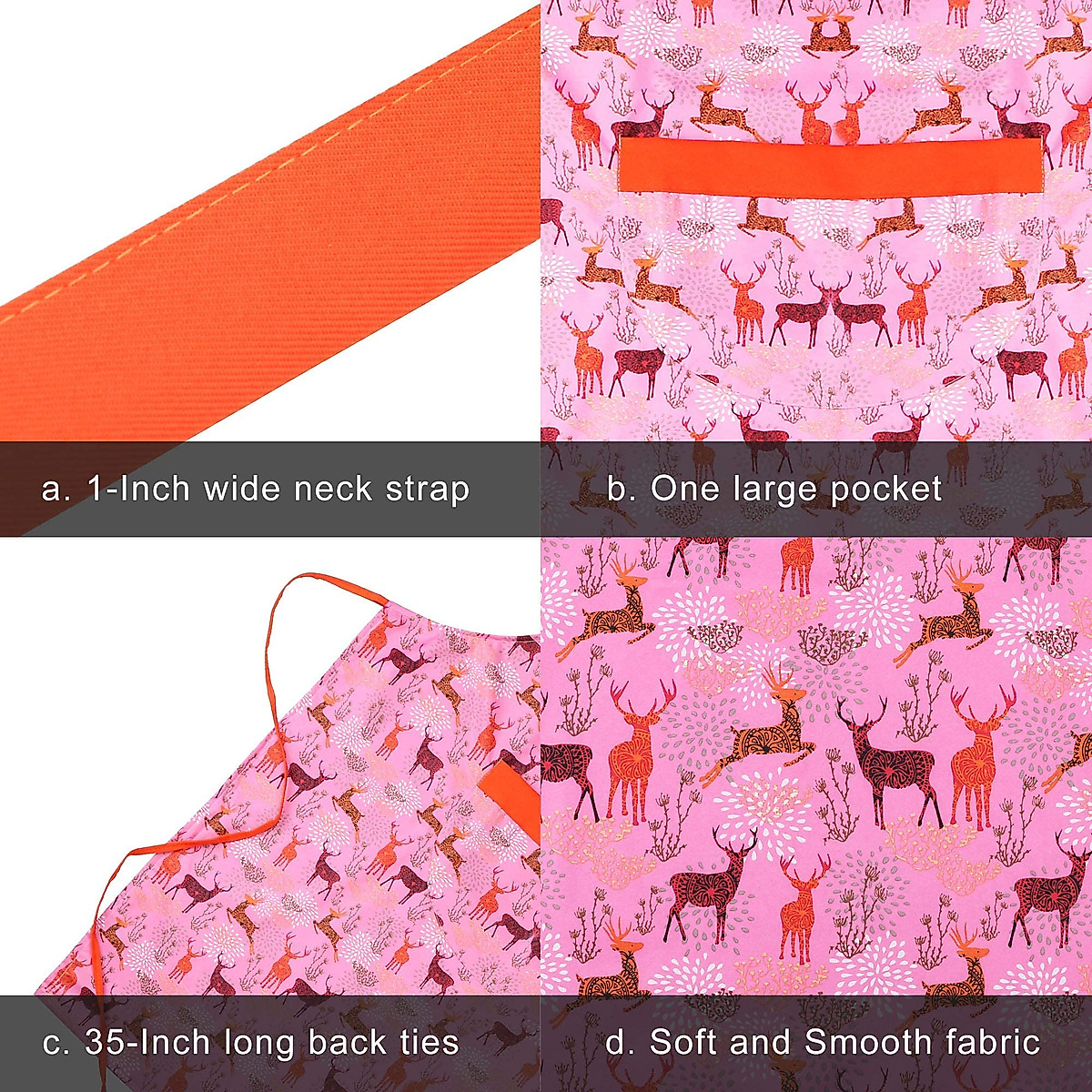 Zihuatailor Lightweight Waterproof Apron for Dog Grooming Bathing, Washing Dishes, Cute Deer Apron for Dog Groomer Bather - A