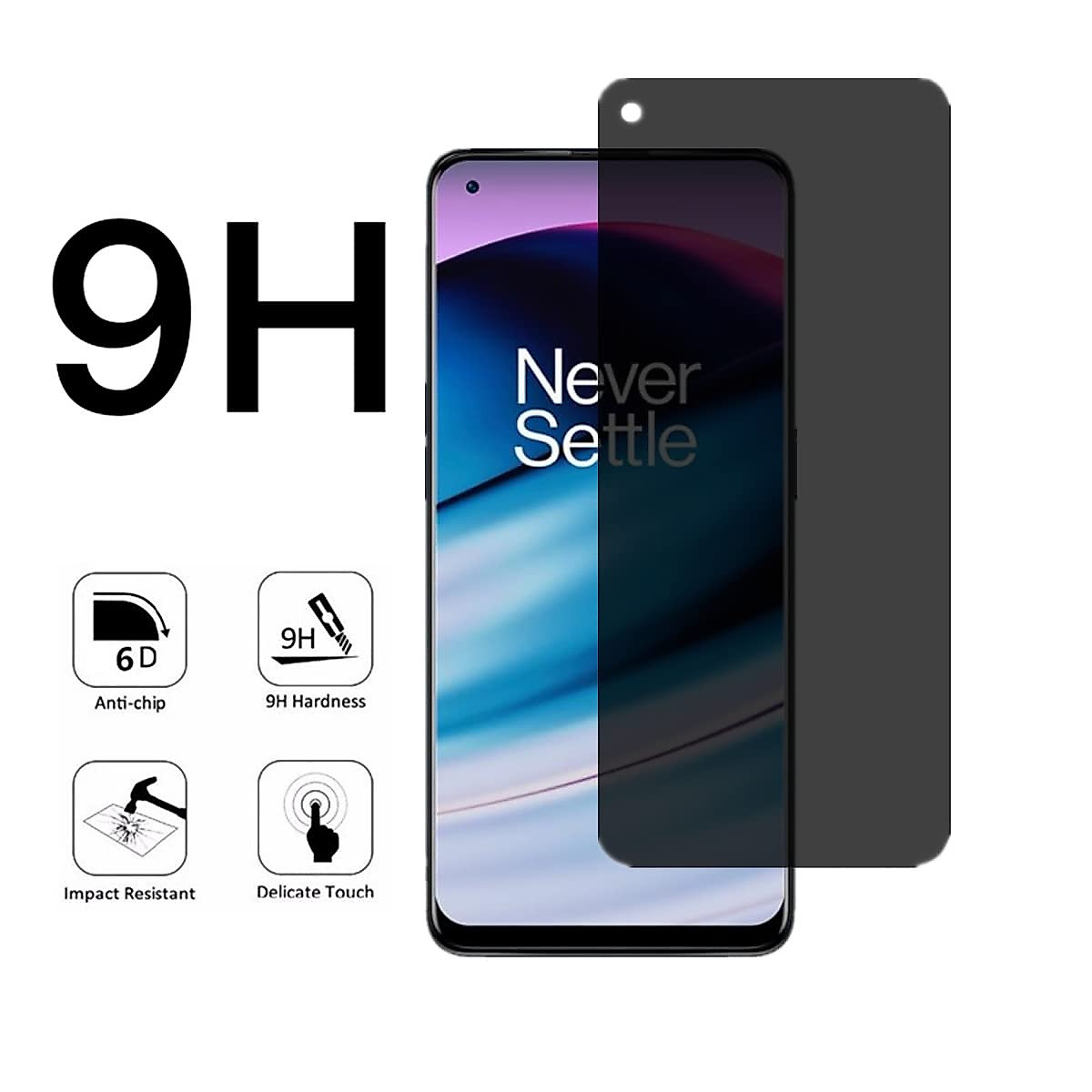 VIESUP for OnePlus Nord N20 5G Anti-spy Screen Protector - Privacy Screen Temered Glass, [2Pack] Easy to Install Anti-Scratch Privacy Protective Glass Screen Protector for OnePlus Nord N20 5G