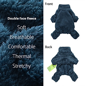 Fitwarm Dog Fuzzy Fleece Pajamas, Dog Winter Clothes for Small Dogs Girl, Pet Jumpsuit, Doggy Apparel, Purple, Large