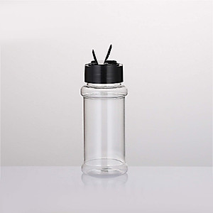 FEOOWV 12 PACK - 3.3 Oz Plastic Spice Jars Bottles Containers with Black Screw Lids to Pour or Shake - Perfect for Storing Spice, Herbs and Powders - Lined Cap - BPA free