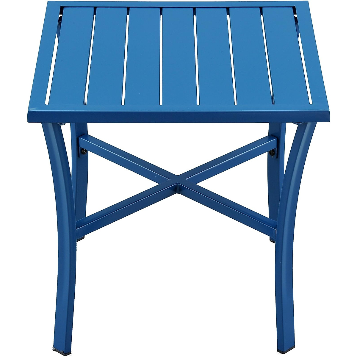 ZOTORUN Outdoor Steel Side Table End Table for Patio, Backyard, Pool, Indoor Companion, Easy Maintenance and Weather Resistant, Blue