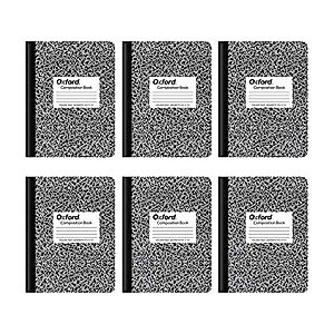 Oxford Composition Notebooks, College Ruled Paper, 9-3/4 x 7-1/2 Inches, 100 Sheets, Black, 6 Pack (63767)