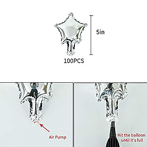 100 Pcs 5'' Silver Star Shaped Balloons Foil Balloons Mylar Balloons for Baby Shower, Gender Reveal, Wedding, Birthday or Engagement Party Decoration (Silver)