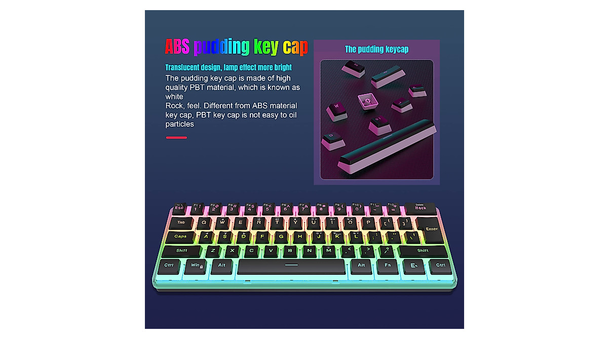 Snpurdiri 60% RGB Gaming Keyboard - Compact & Waterproof