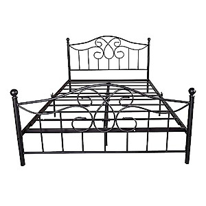 FTOPBTB Queen Size Metal Platform Bed Frame with Headboard and Footboard, Heavy Duty, Premium Steel Slat Support, Storage Space Under Bed, Noise-Free Anti-Slip, No Box Spring Needed, Black (Queen)