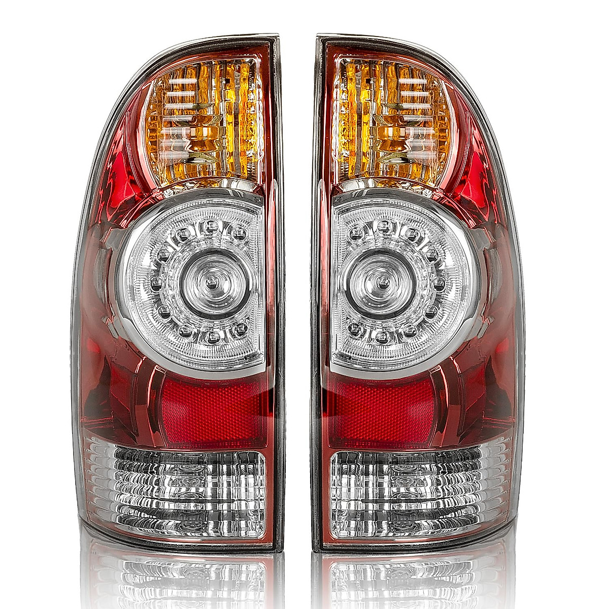 RANSOTO Driver & Passenger Side LED Tail Light Compatible With 2005-2015 Toyota Tacoma Taillights Rear Lamp with Harness and Bulbs Replace 8156004160 8155004160