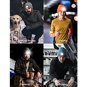 Unisex Bluetooth Beanie Hat with Light, Upgraded Musical Knitted Cap with Headphone and Built-in Stereo Speakers & Mic, LED Hat for Running Hiking, for Men Women Dad (Black)