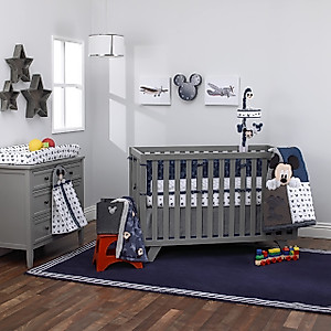 Disney Mickey Mouse Hello World Navy and White Stars Secure Me Crib Liner