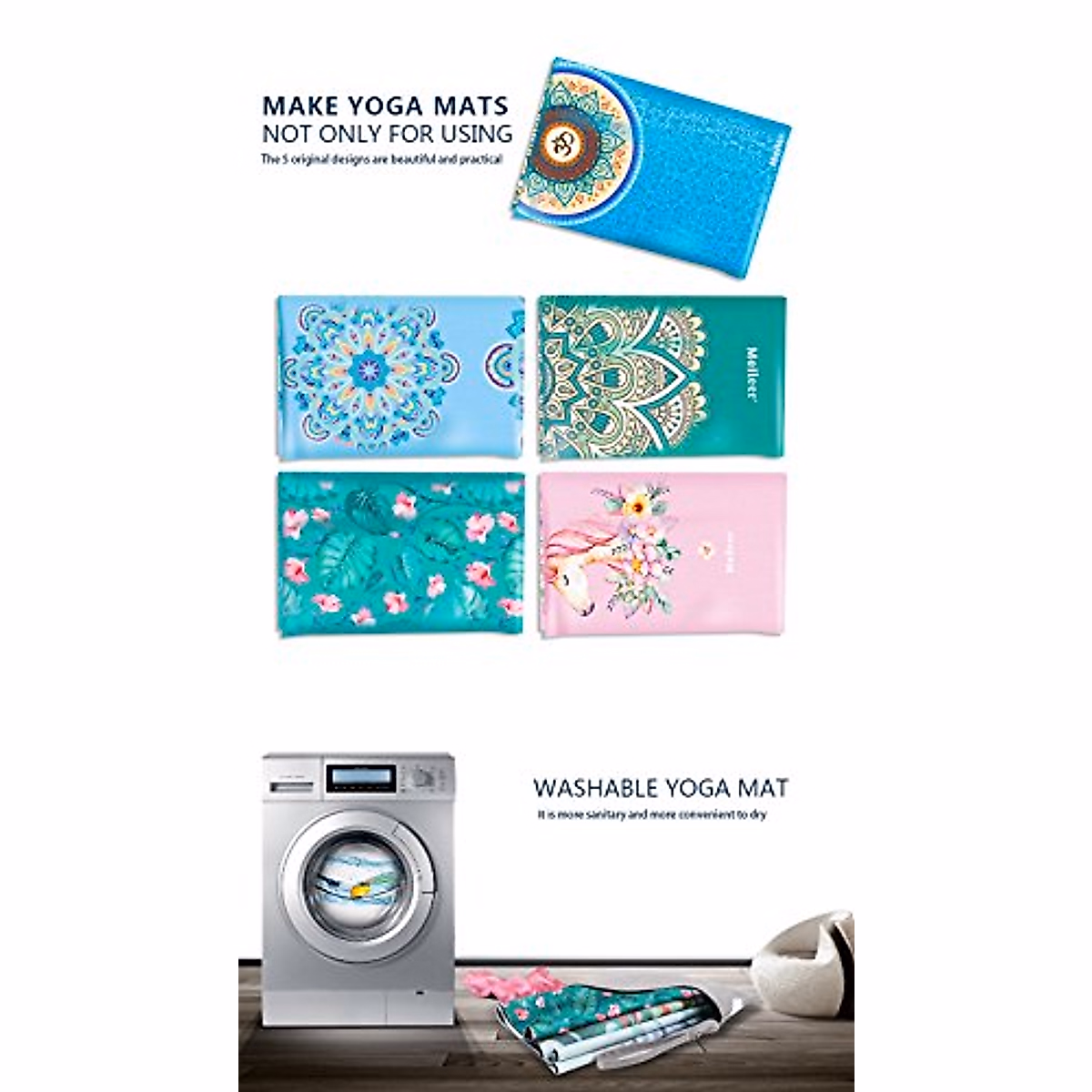 Meileer Yoga Mat |Travel Yoga Mat| Foldable Lightweight Anti-Slip Quick Dry Luxurious Yoga Mat/Towel|1mm Thick|Spray Bottle Included (Cytzle)