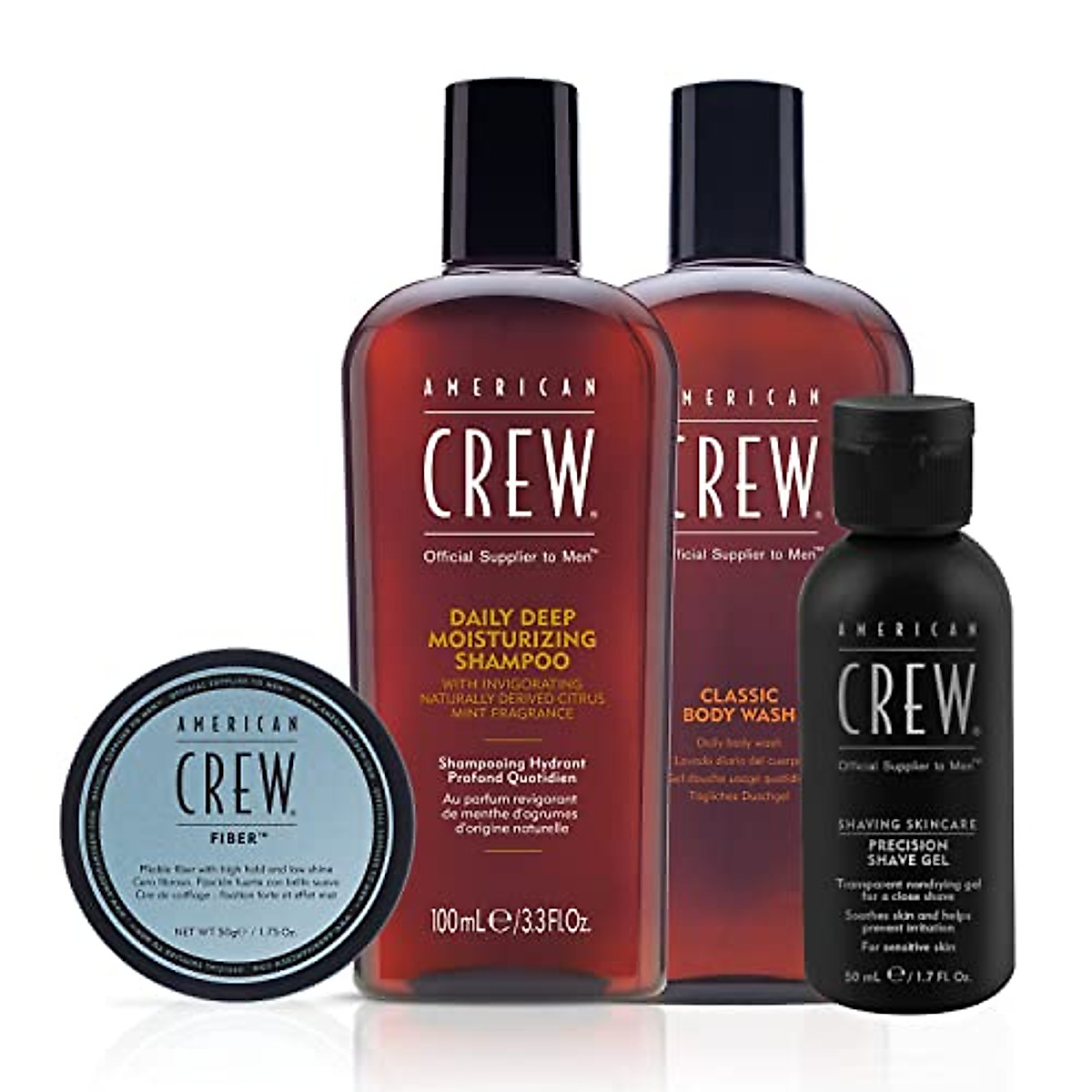 American Crew Gift Set, Travel Kit includes Hair Forming Cream, Men's Shampoo, Body Wash and Precision Shave Gel