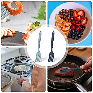 2pcs Silicone Flexible Forks, Silicone Cooking Fork Heat Resistant, Multifunctional Nonstick Blending Fork for Cooking Utensil for Kitchen Stir Mix Mash (Lake Blue, Dark Blue)