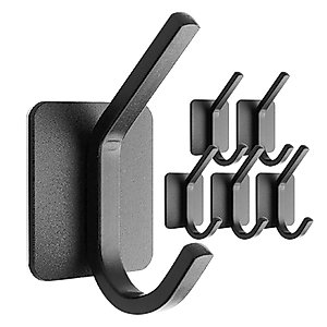 Vicosey Adhesive Hooks Towel Coat Hooks,6-Pack Stainless Steel Wall Hooks Stick on Bathroom or Kitchen