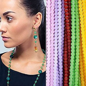 1680pcs 6mm Glass Beads for Jewelry Making, 24 Colors Crystal Gemstone Bracelet Making Bead Round DIY Craft Beads with 2 Rolls Elastic Thread for DIY Craft Earrings Necklace Bracelet(24 Colors-6MM)