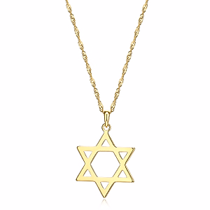MORGAN & PAIGE 18k Yellow Gold Plated 925 Sterling Silver Star of David Pendant Necklace With 18" Cable Chain