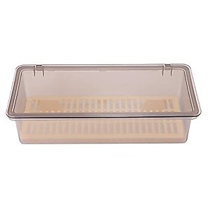 Cabilock Flatware Plastic Tray Kitchen Organizers with Lid Kitchen Cutlery and Utensil Drawer Organizer- proof Fork Utensil Storage Container (Black)