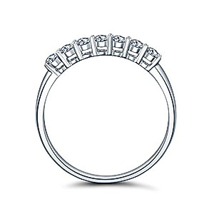 KnBoB Wedding Engagement Rings for Women,18K White Gold Row Drill 0.28ct Diamond Size 6.5