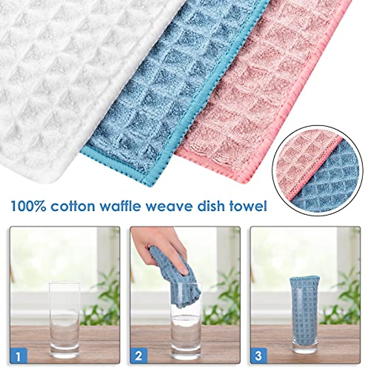 6 PC sdish Towels for Kitchen, Reusable Dish Cloths，12" x 12"Dish Towels for Washing Dishes ，Highly Absorbent Tea Towel,Premium Dish Rags_Suitable for Kitchen Bathroom and Cleaning Counters