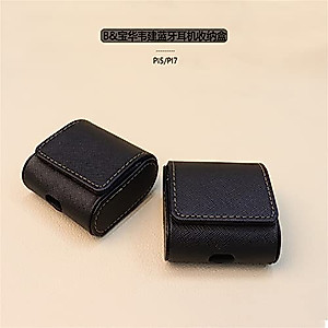 DAYJOY Elegant Leather Protective Case Cover Compatible with B&W/Bowers&Wilkins PI5 S2 /PI7 S2 Wireless Earbuds,Portable Protective Carrying Box Sleeve Storage Bag (Black)