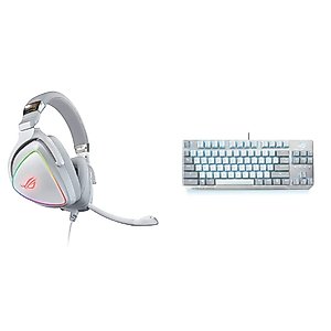 ASUS ROG Delta RGB Gaming Headset (White Edition) and ROG Strix Scope NX TKL Moonlight White Mechanical RGB Gaming Keyboard Bundle