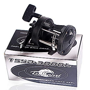 Sougayilang Trolling Reel Graphite Level Wind Fishing Reels, High Speed Gears Smoothest Drag, Popular Method Used Boat Saltwater Surf Casting Fishing,Size 3000L