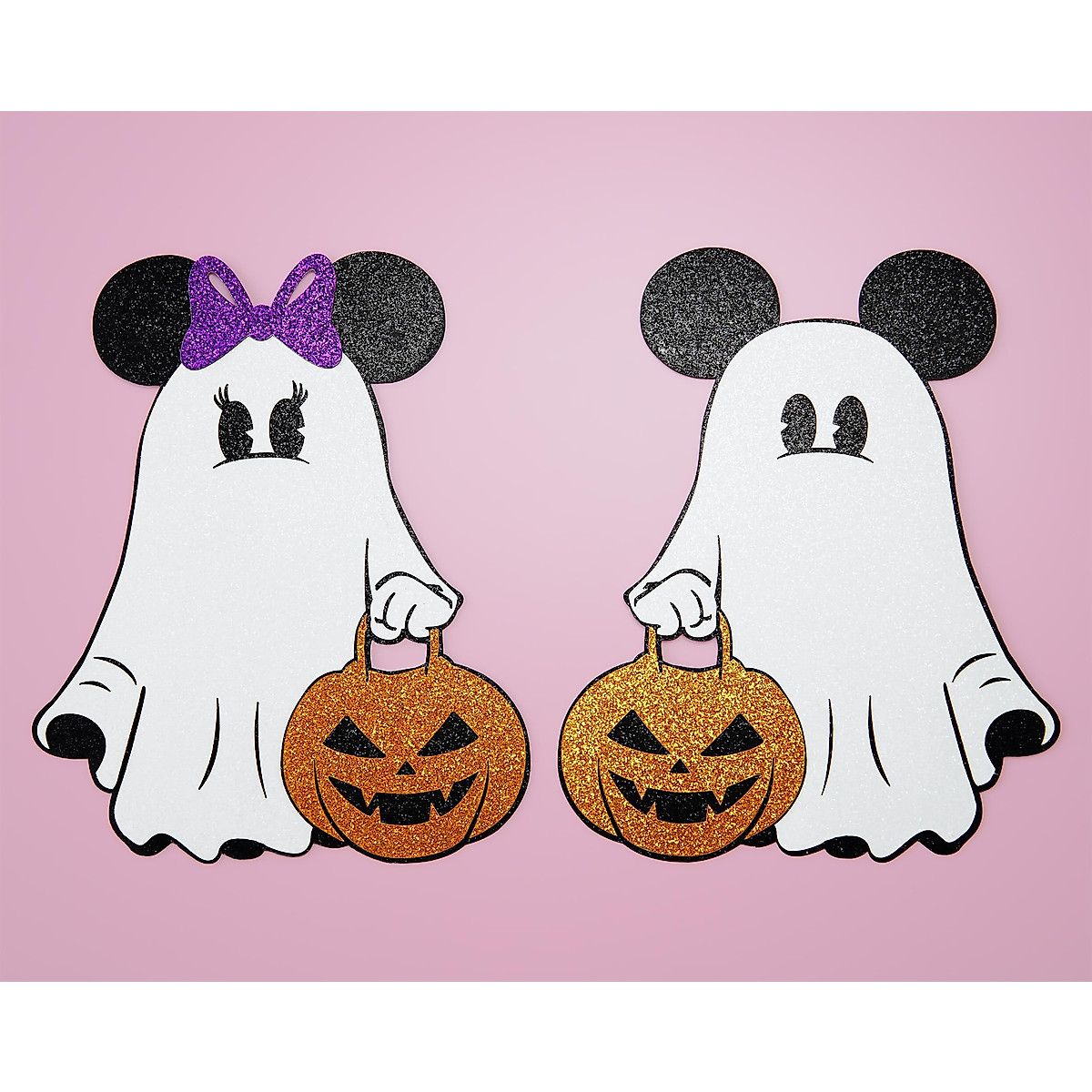 Halloween Boo Garland Banner 10Pcs Mouse Boo Banner, Glitter Spooky Ghost Banner for Mouse Theme Halloween Decoration