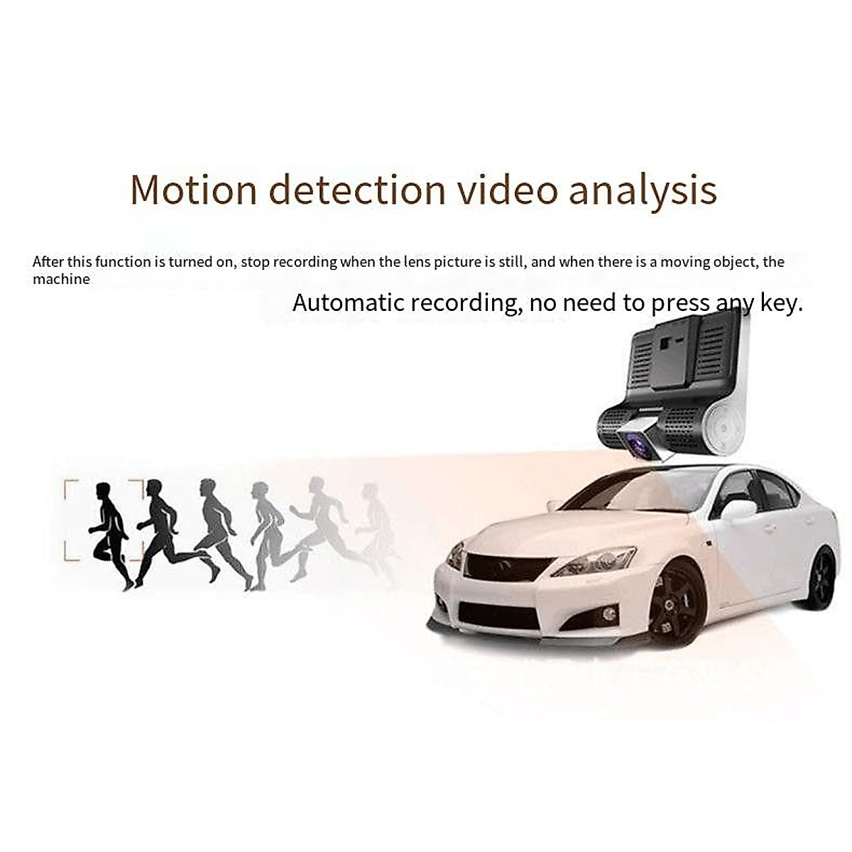 3-Channel Dash Cam with Front and Rear Inside Views, 1080P Full HD with 170-degree Wide-Angle Lens, IR Night Vision, Loop Recording, Reverse Assist, and 24-Hour Parking Recording.