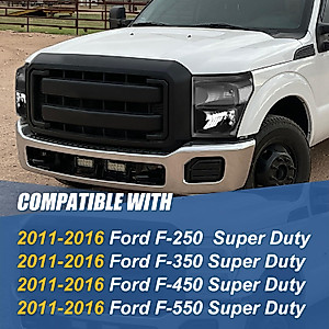 Auto Dynasty [Halogen Model Factory Style Headlights Assembly Compatible with Ford F-250 F-350 F-450 F-550 Super Duty 11-16, Black Housing Clear Corner