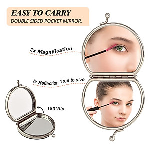 Tatenale Mirror for Women Purse Portable Makeup Mirror Pocket Small Hand Mirror Travel Carry ON Fold Mirror Round Butterflies Pink