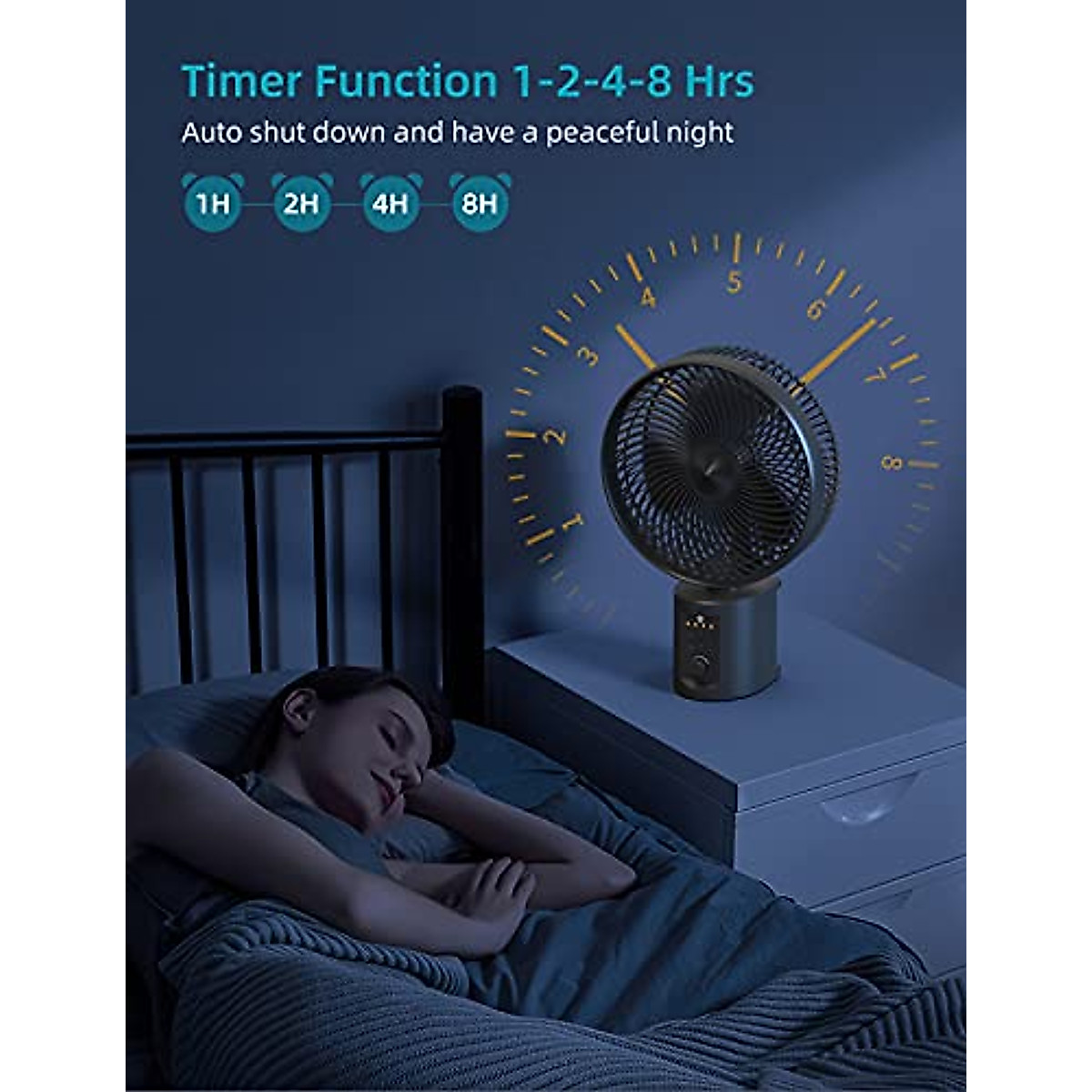 Airbition 10" Portable Pedestal Fan, 10000mAh Rechargeable Table Fan with 7 Speeds, Oscillating Standing Fan with Timer for Bedroom, Office, Camping