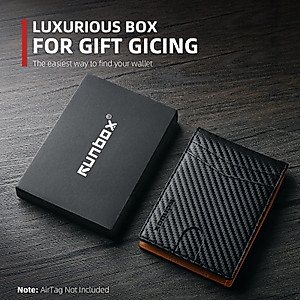 RUNBOX Airtag Wallet Men, Slim but Spacious Wallet for Men with Airtag Holder, Leather Credit Card Case Wallet, Bifold Wallet for Air Tag GPS Tracker, RFID Protected