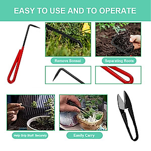Voilamart 14 Piece Bonsai Tools Kit with Case, Carbon Steel Scissor Cutter Shear Set Garden Plant Tools