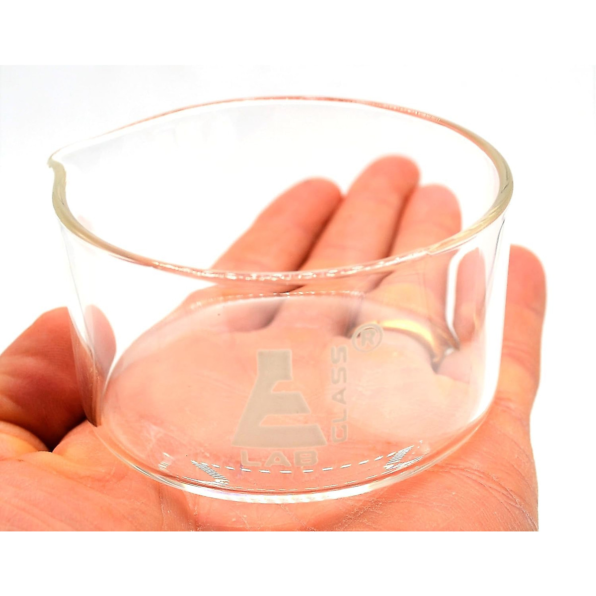 EISCO Crystallizing Dish, 100ml - Flat Bottom, with Spout - Borosilicate 3.3 Glass - Laboratory, Kitchen, Crafts