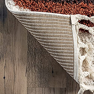 nuLOOM Kali Shaggy Diamond Tassel Area Rug, 8x10, Rust