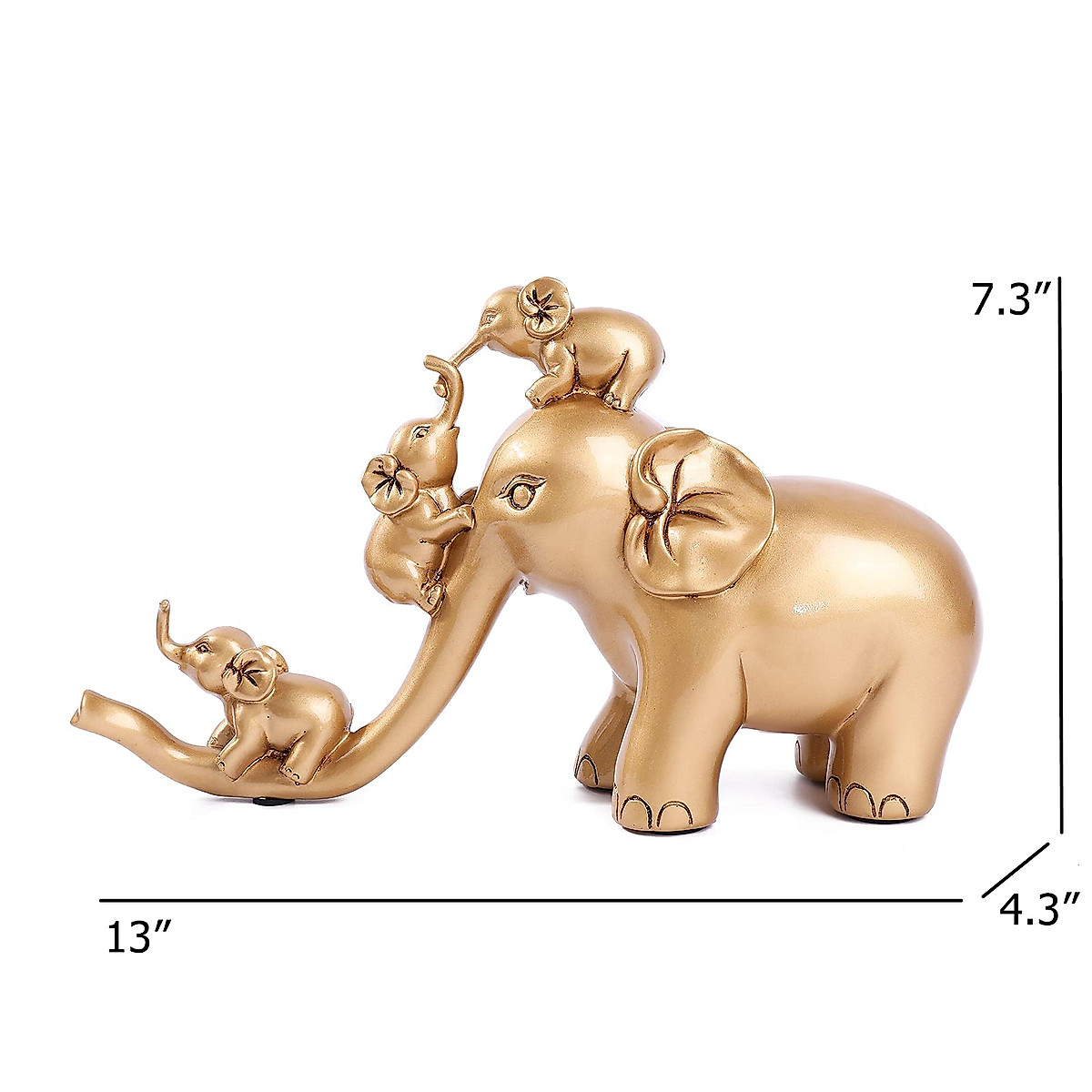 RahTune Elephant Statue, Elephant Figurines, Elephant Home Decor, Decorations for Home (Gold)