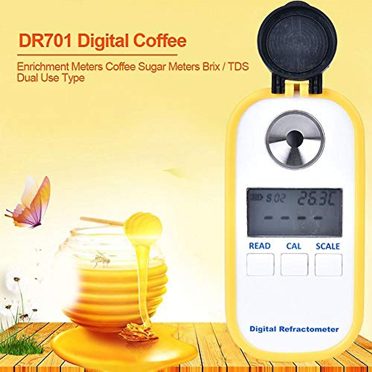 Digital Coffee Concentration Refractometer with BRIX Display Coffee Concentration Meter Sugar Drinks Density Coffee Brix Total Dissolved Solids Meter with TWO Measurement Modes