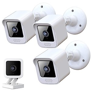 3-Pack Wall Mount Bracke and Housing for Wyze Cam V3 and V3 Pro Camera, wyze v3 Cover Indoor/Outdoor Video Security Accessories，Sun Protection Protective Shell and Adjustable Wall Mounting Brackets