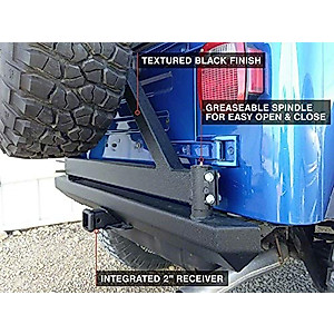 Redrock 4x4 Rock Crawler Rear Bumper with Tire Carrier; Textured Black Compatible with 87-06 Jeep Wrangler YJ & TJ