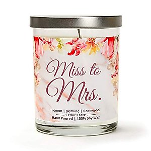 Miss to Mrs. Luxury Scented Soy Candle - Engagement Candle, Wedding Day Candle, Bridal Shower Gift, Engaged, Congrats, Unique Bride Gift for The Bride to Be for Bachelorette Parties, Made in The USA