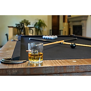 Humutan Real Projectile American Flag Whiskey Rocks Glass – Hand Blown Glasses – 8 Oz Old Fashioned Glass for Scotch, Bourbon or Whiskey – .308 Bullet Whiskey Glass