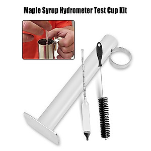 NTSUMI Maple Syrup Hydrometer Test Cup Kit, Maple Syrup Density Kit Fit for Testing Maple Syrup Sugar Candy Making, Stainless Steel Maple Syrup Kit with Cleaning Brush