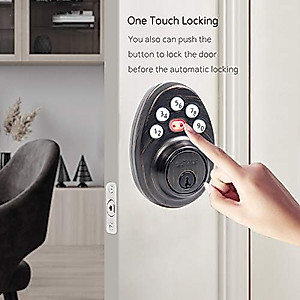 Signstek Front Door Lock Set,Keyless Entry Door Lock with Handle,Electronic Keypad Deadbolt,Smart Locks for Front Door (Oil Rubbed Bronze Plus)