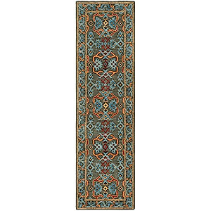 SAFAVIEH Heritage Collection 8' x 10' Sage / Blue HG741W Handmade Traditional Oriental Premium Wool Area Rug