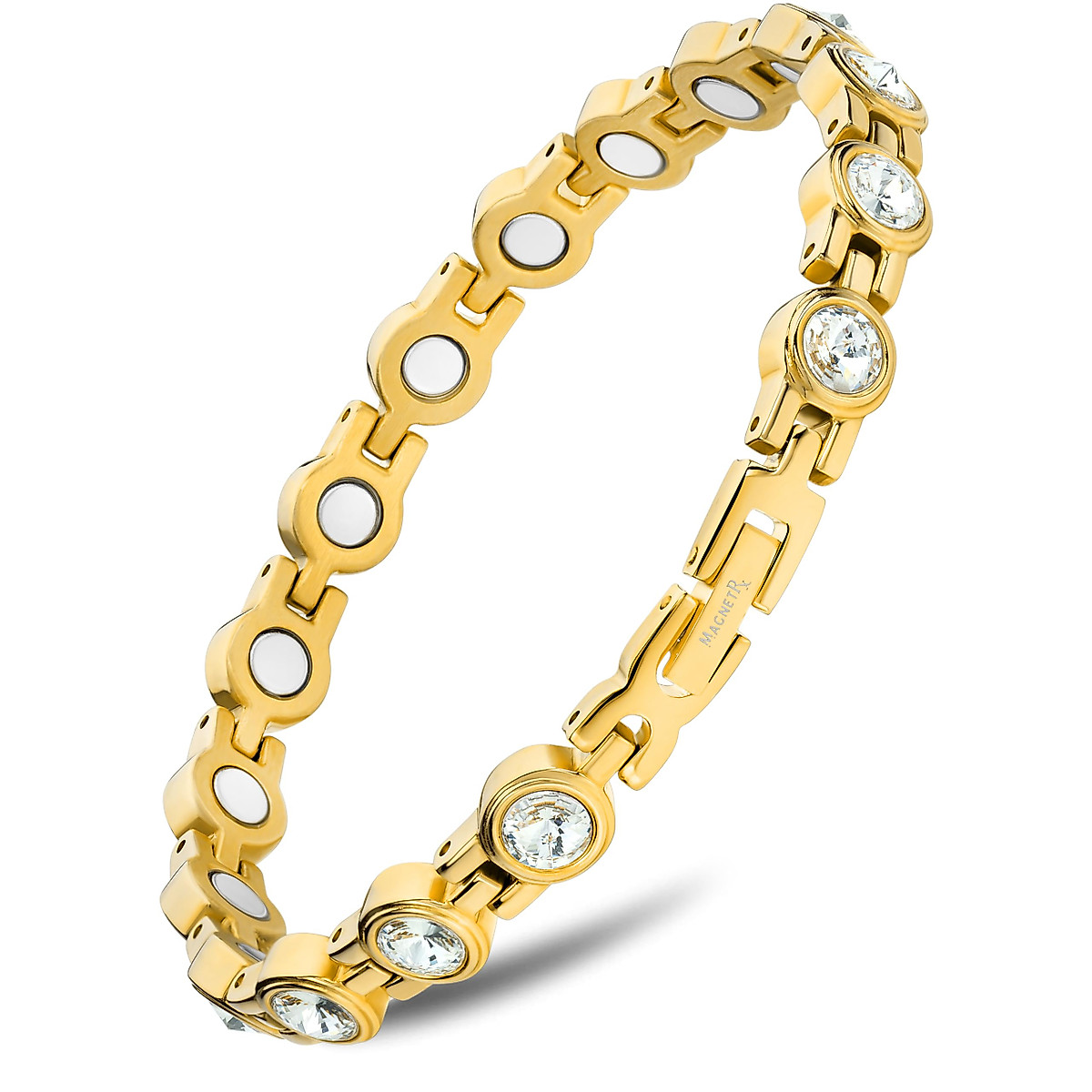 MagnetRX® Women's Magnetic Bracelet – Magnetic Crystal Bracelets for Women – Adjustable Length with Included Sizing Tool (Gold)